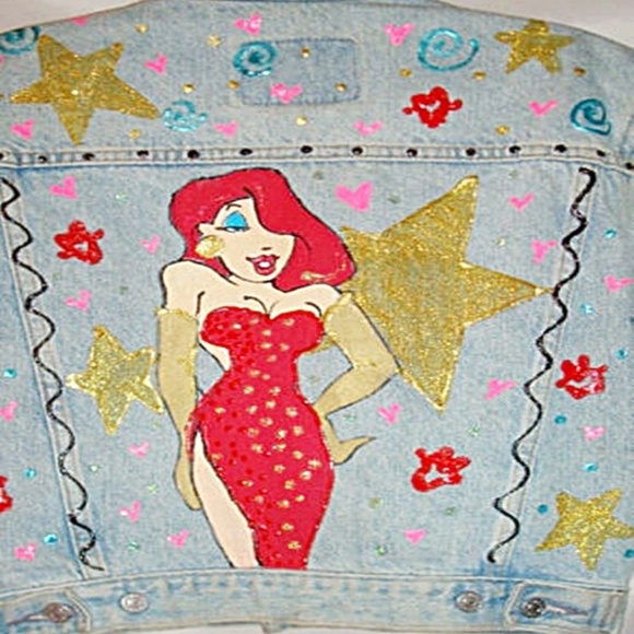 GAP | Jackets & Coats | Gap Hand Painted Jessica Rabbit Denim Jacket ...
